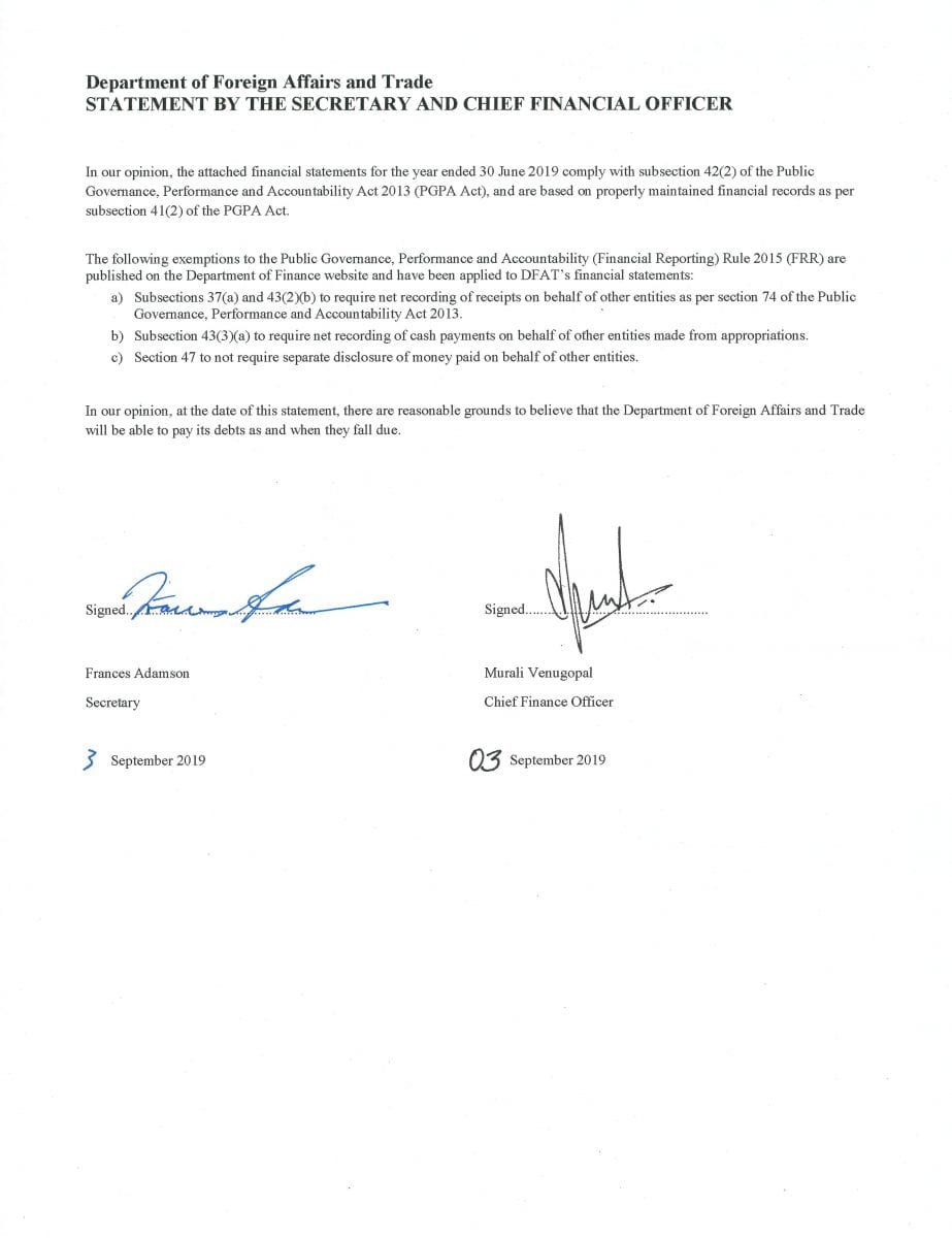 Statement by the Secretary and the Chief Financial Officer | Department ...